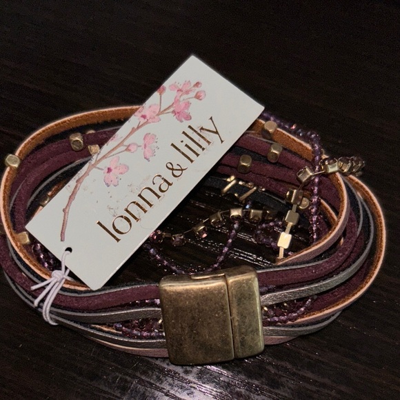 lonna & lilly | Jewelry | Lonna Lilly Purple And Gold Layered Bracelet ...